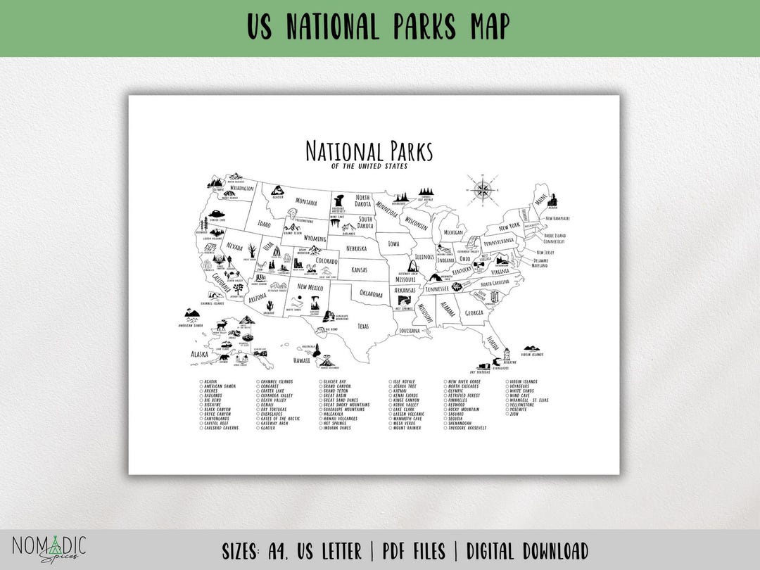 63 National Parks of United States Map-us National Parks Bucket List ...