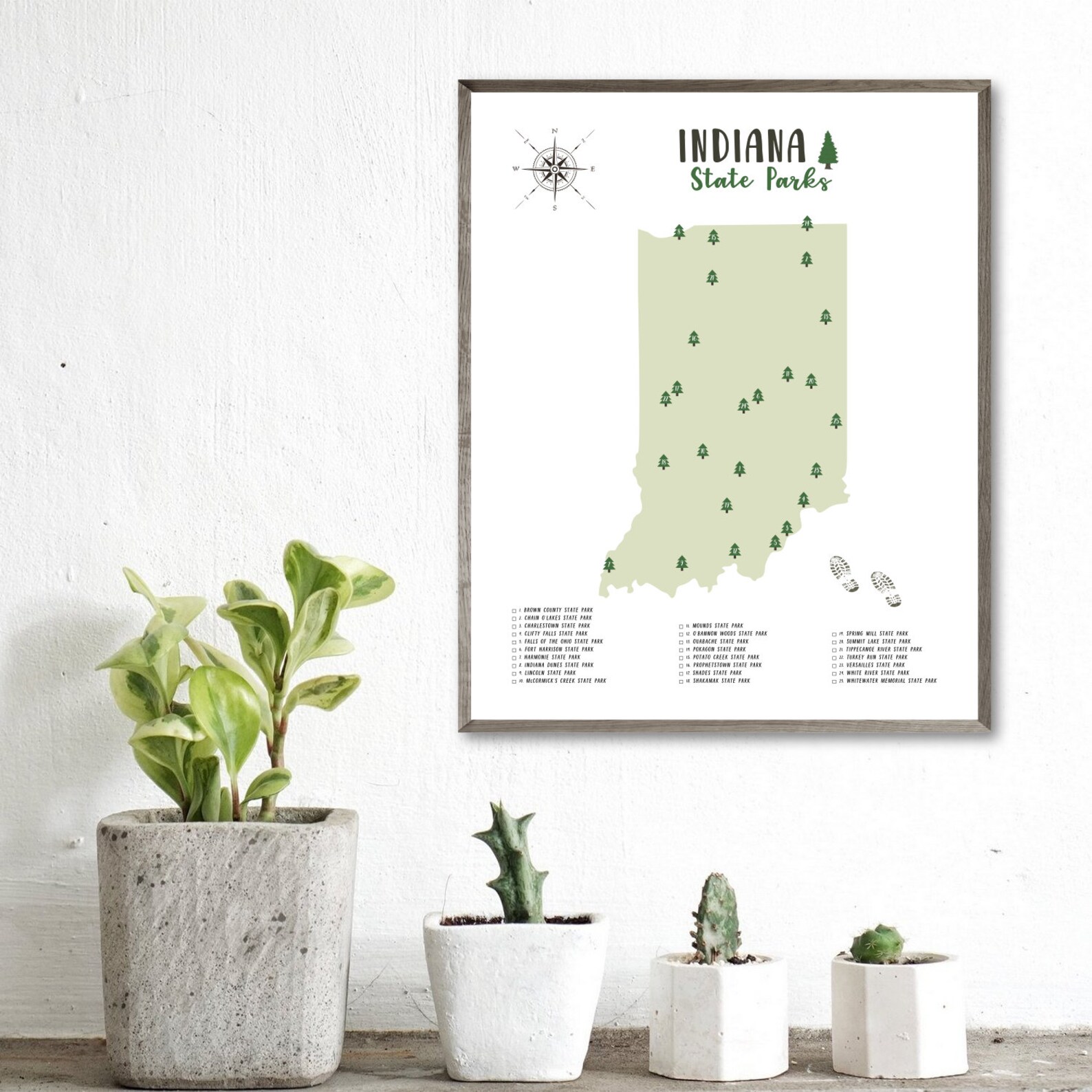 Indiana State Parks Map Print-indiana State Parks Checklist-state Parks ...