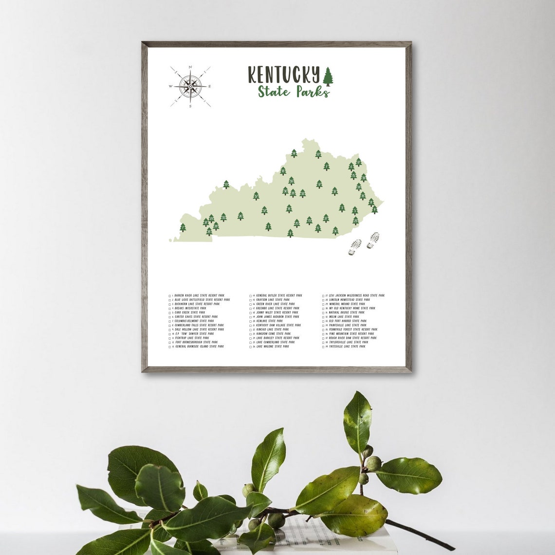 Kentucky State Parks Map Print-kentucky State Parks Checklist-state ...