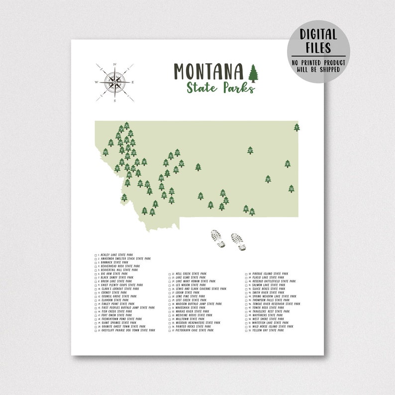 Montana State Parks Map Print-montana State Parks - Etsy