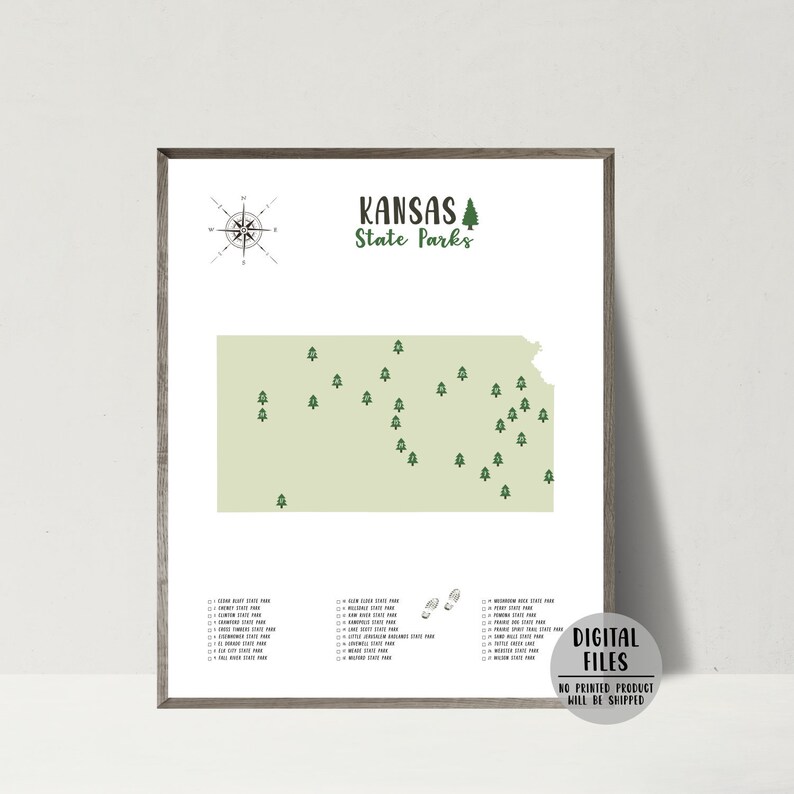 Kansas State Parks Map Print-kansas State Parks | Etsy