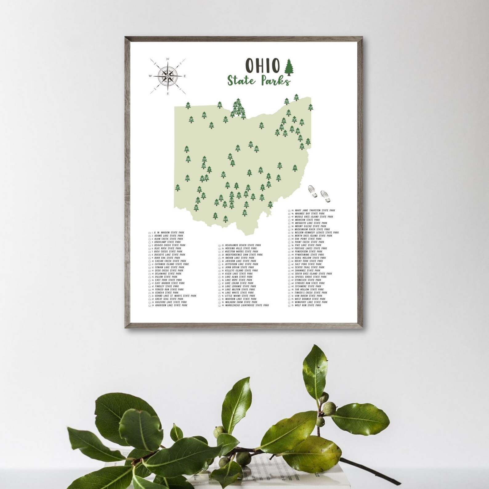 Ohio State Parks Map-ohio State Parks Checklist-state Parks of - Etsy UK