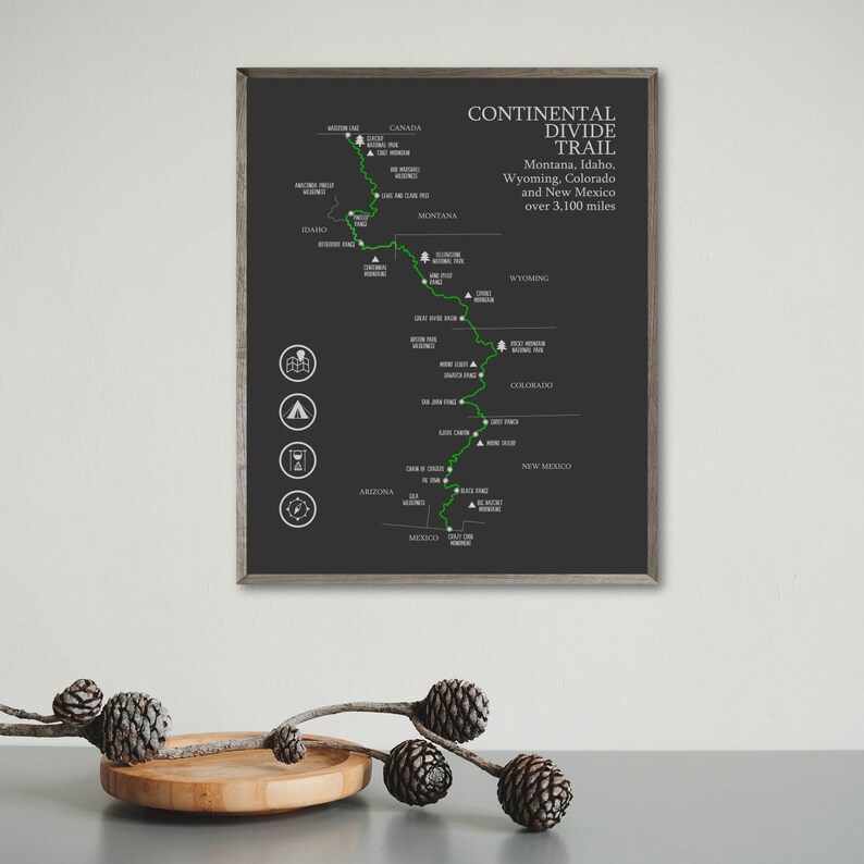 Continental Divide Trail Map-cdt Hiking Map-continental Divide | Etsy