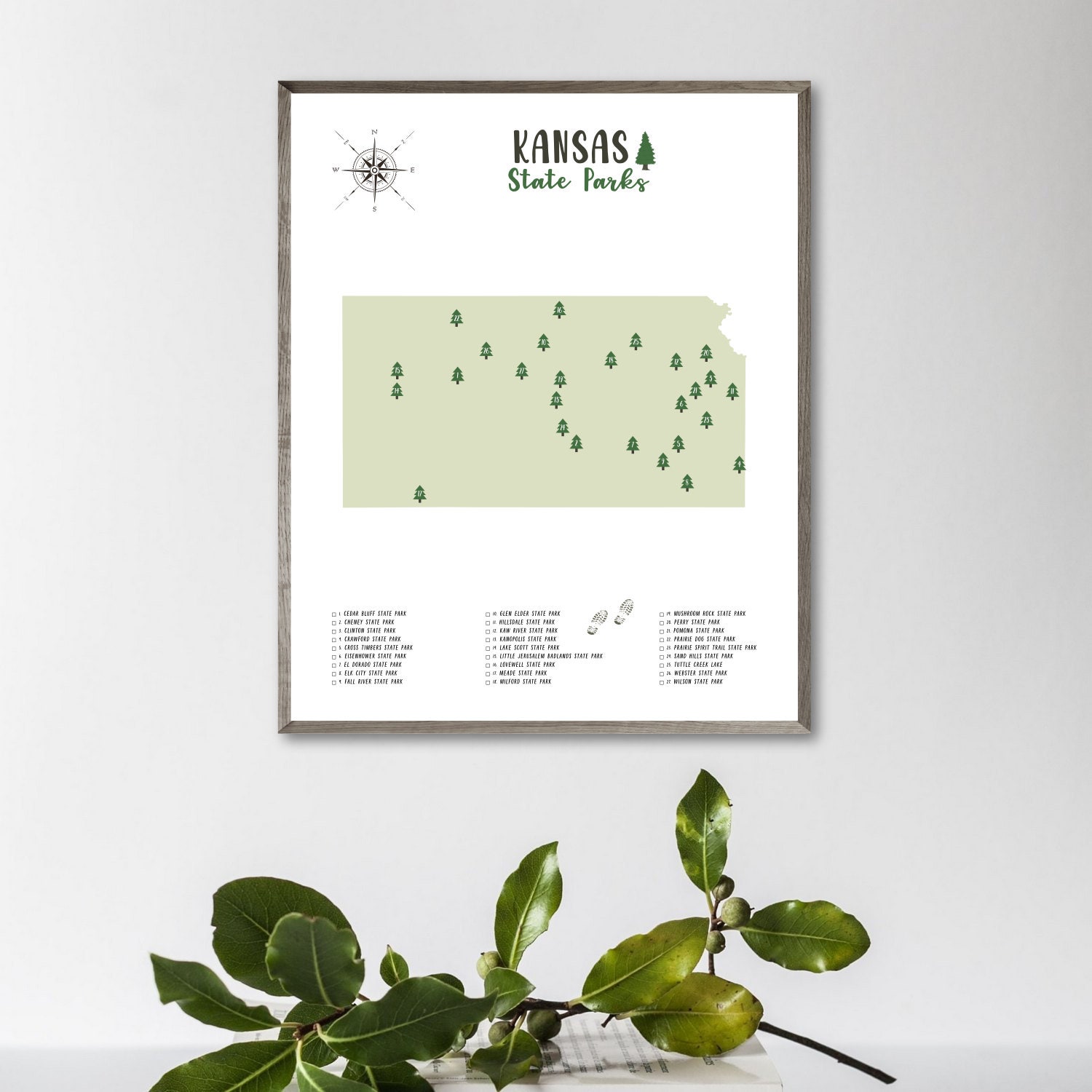 Kansas State Parks Map Print-kansas State Parks | Etsy