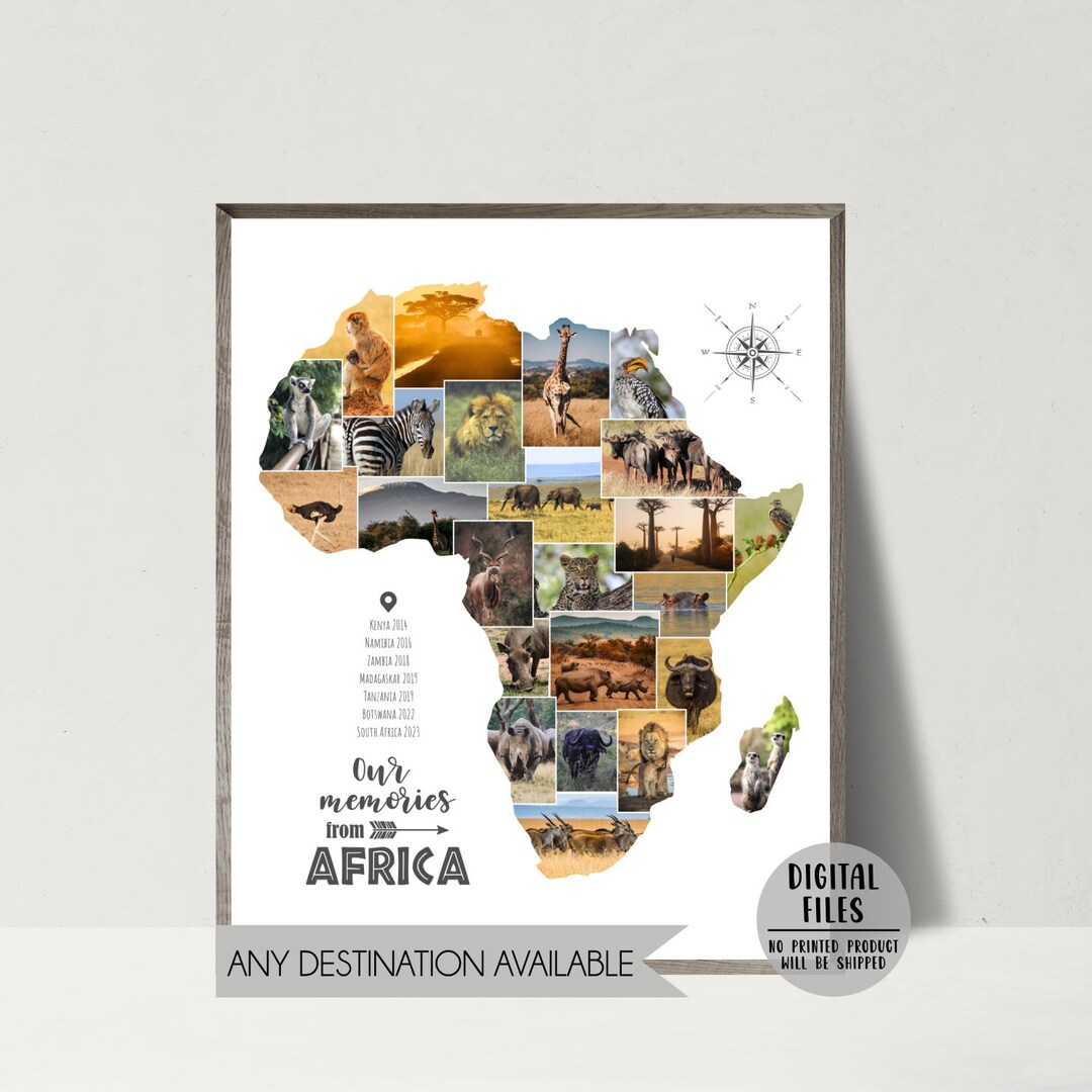 Africa Photo Collage-africa Safari Collage-personalized Travel Map ...