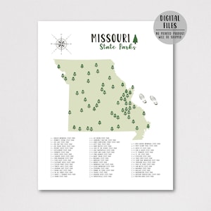 Missouri State Parks Map Print-missouri State Parks Checklist-state ...