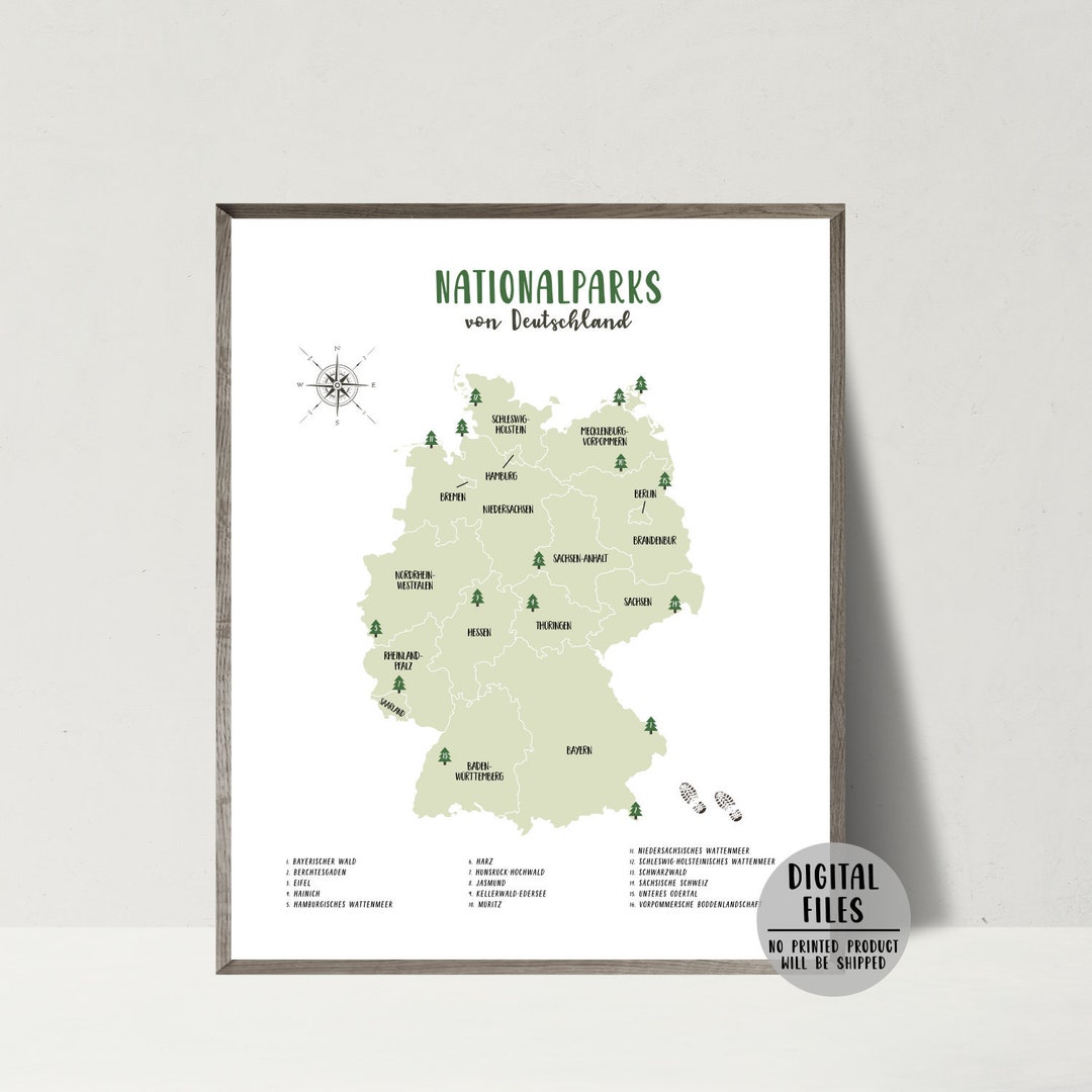 Germany National Parks Map-germany National Parks Print-deutschland ...