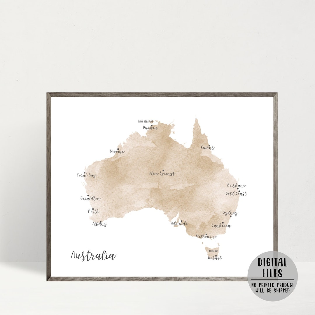 Australia Map-australia Poster-minimalist Map Print-watercolor Map ...