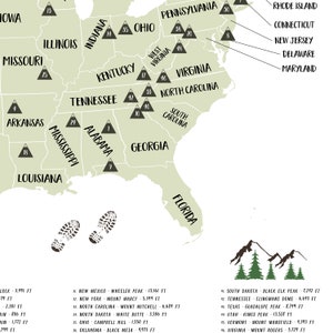 State High Points Map-usa State Peaks-state Highest Peak Map-50 States ...