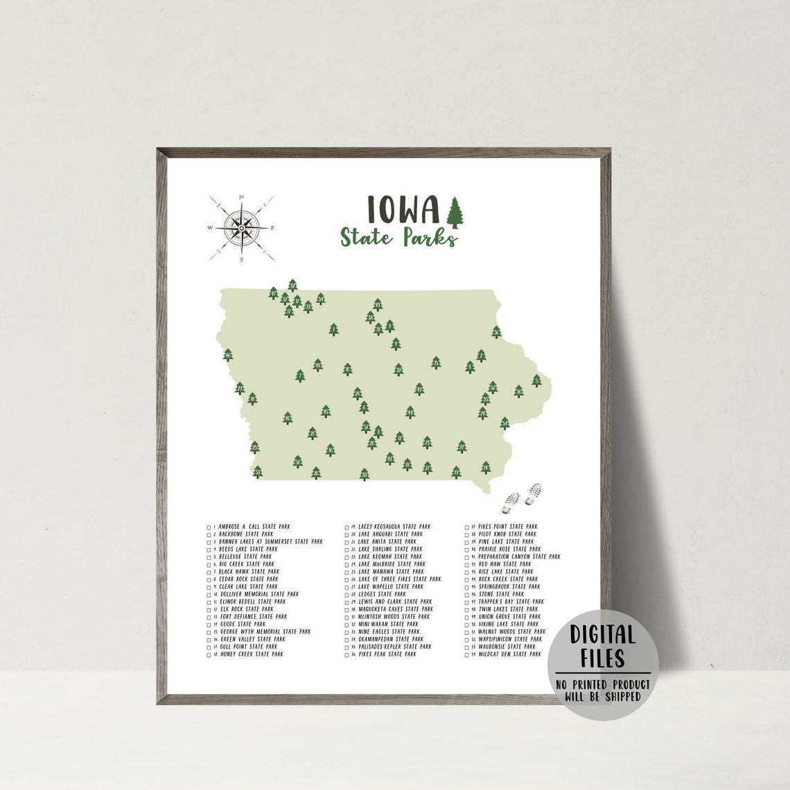 Iowa State Parks Map-iowa State Parks Checklist-state Parks of | Etsy