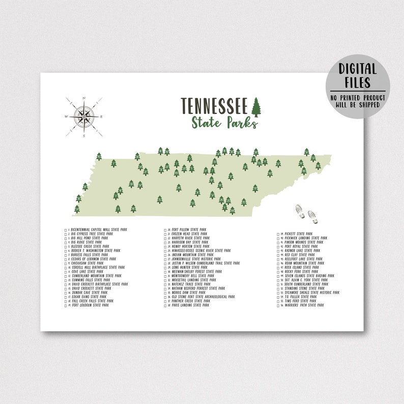Tennessee State Parks Map-tennessee State Parks - Etsy