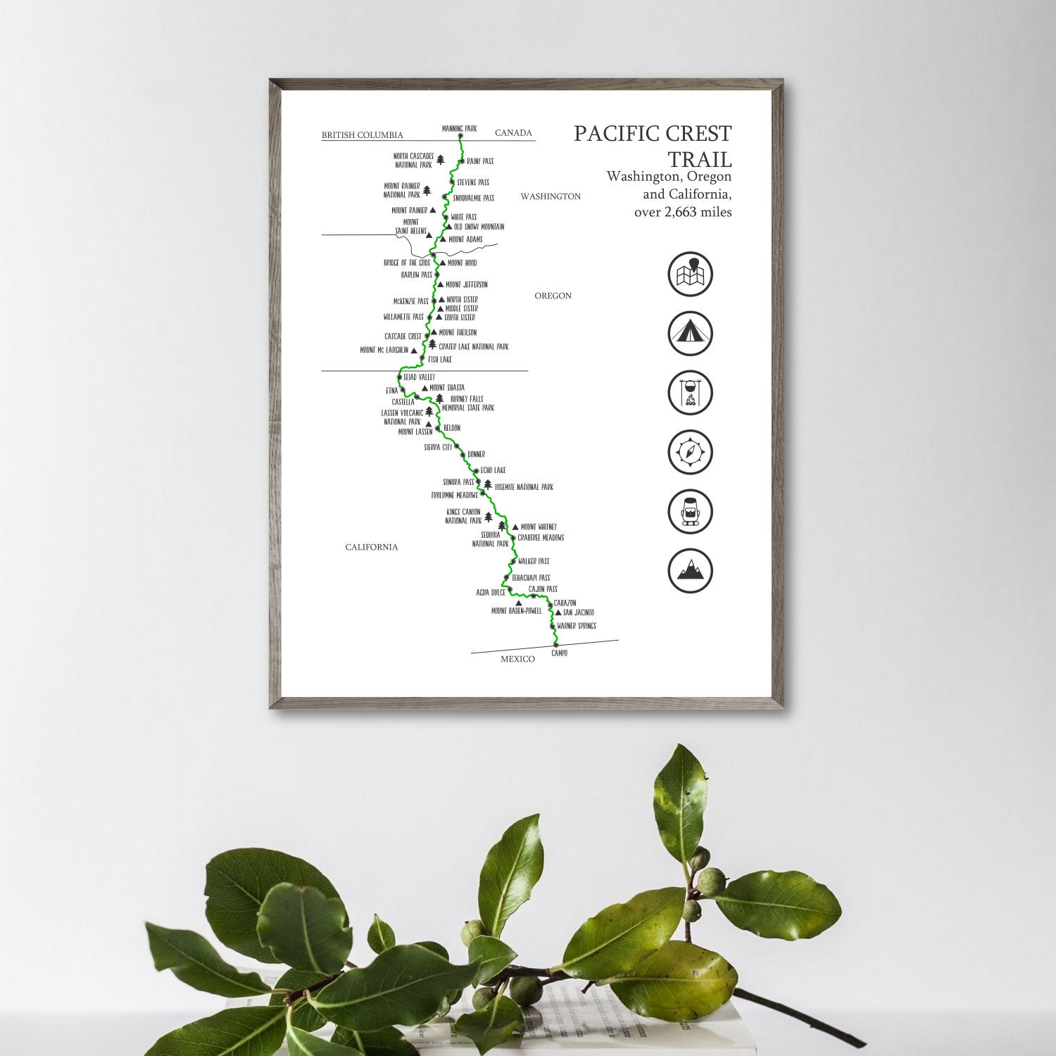 Pacific Crest Trail Map-pacific Crest Trail Hiking Map | Etsy