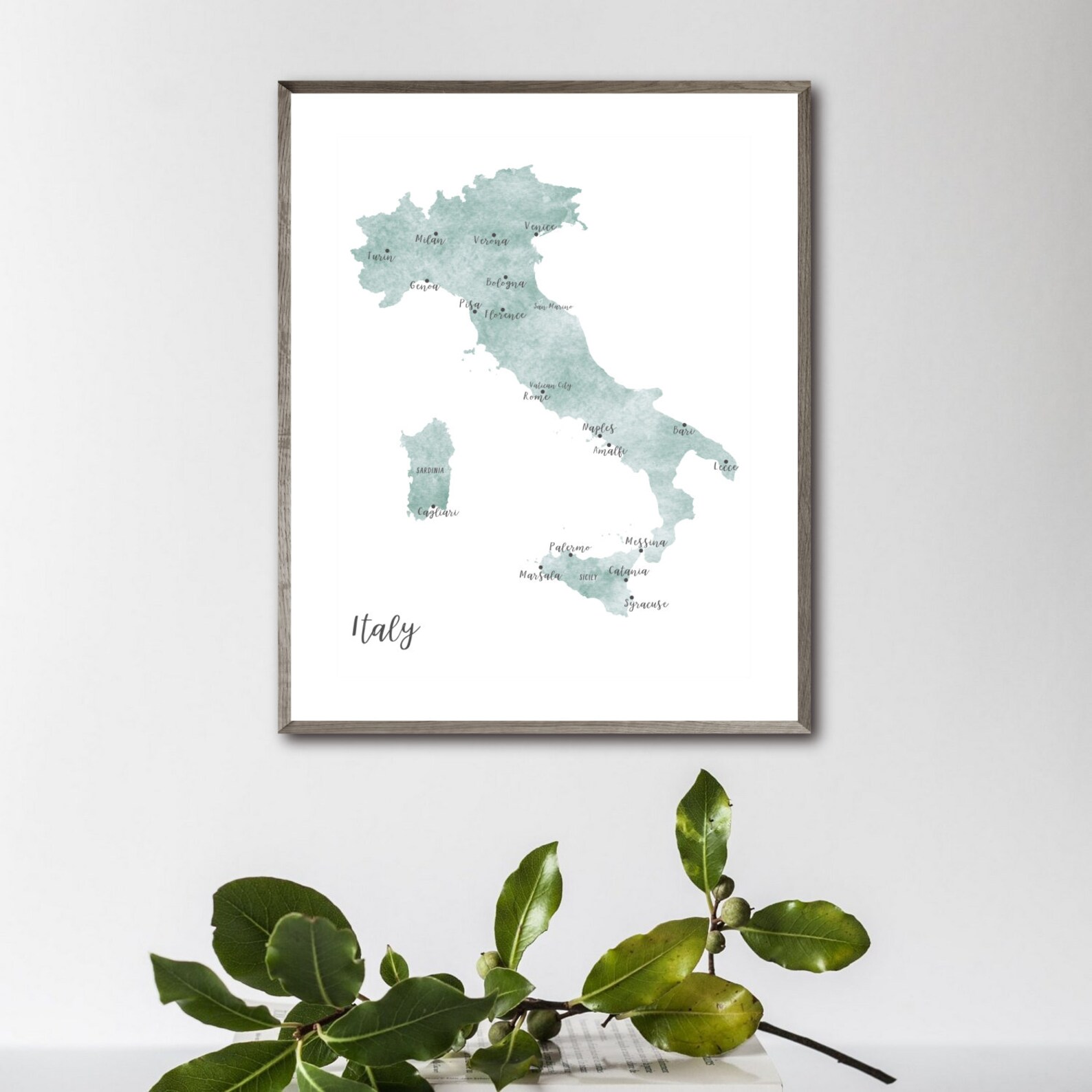Italy Map-italy Poster-minimalist Map Print-watercolor Map Poster-gift ...