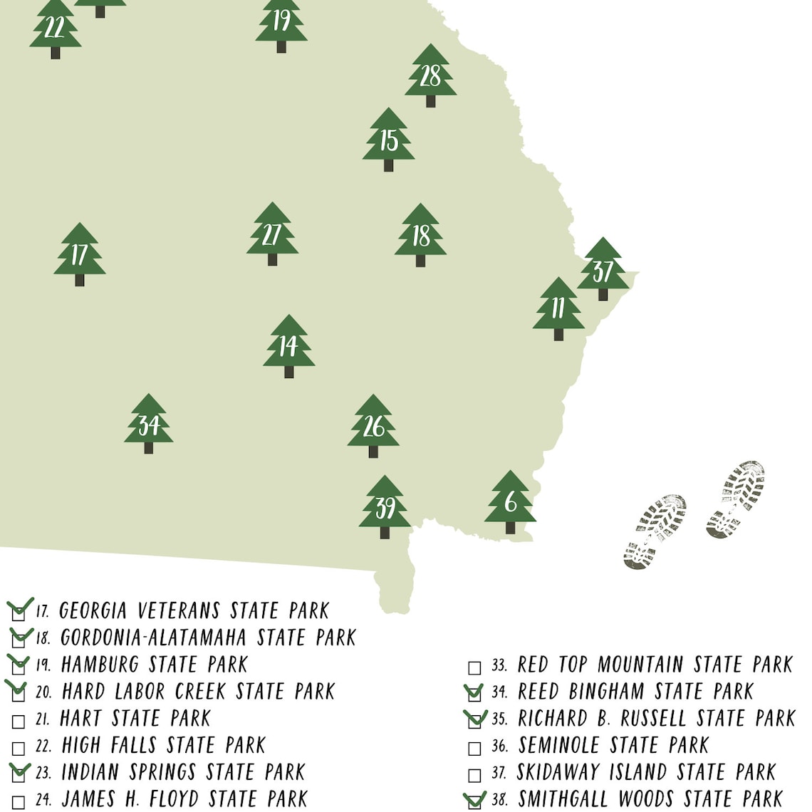 Georgia State Parks Map Print-georgia State Parks - Etsy