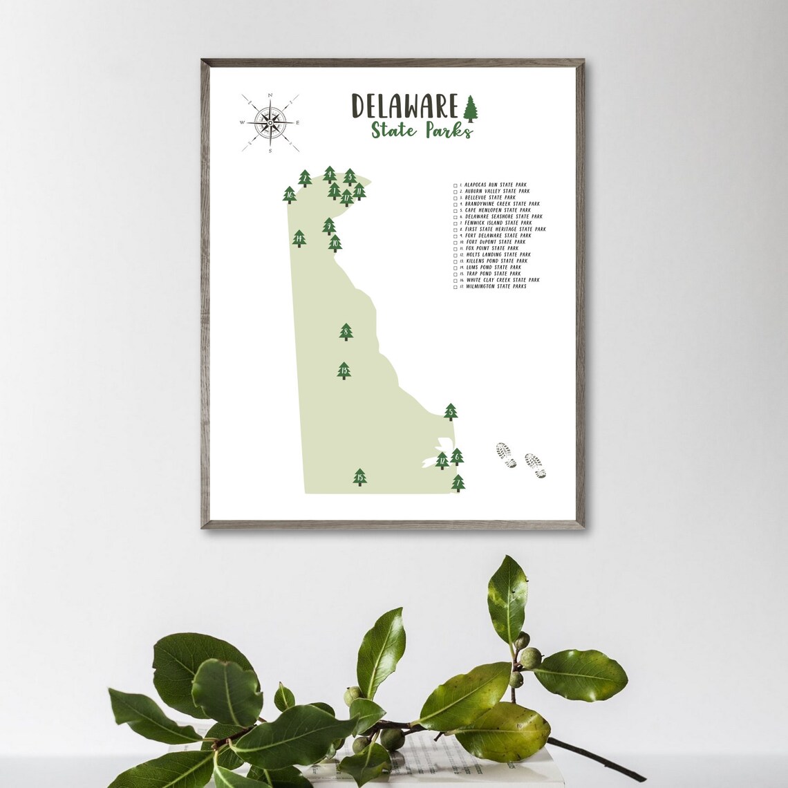 Delaware State Parks Map Print-delaware State Parks Checklist-state ...