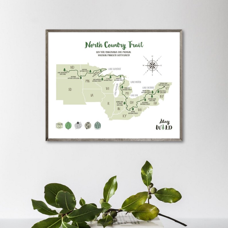 North Country Trail Map-north Country Trail Hiking Map - Etsy