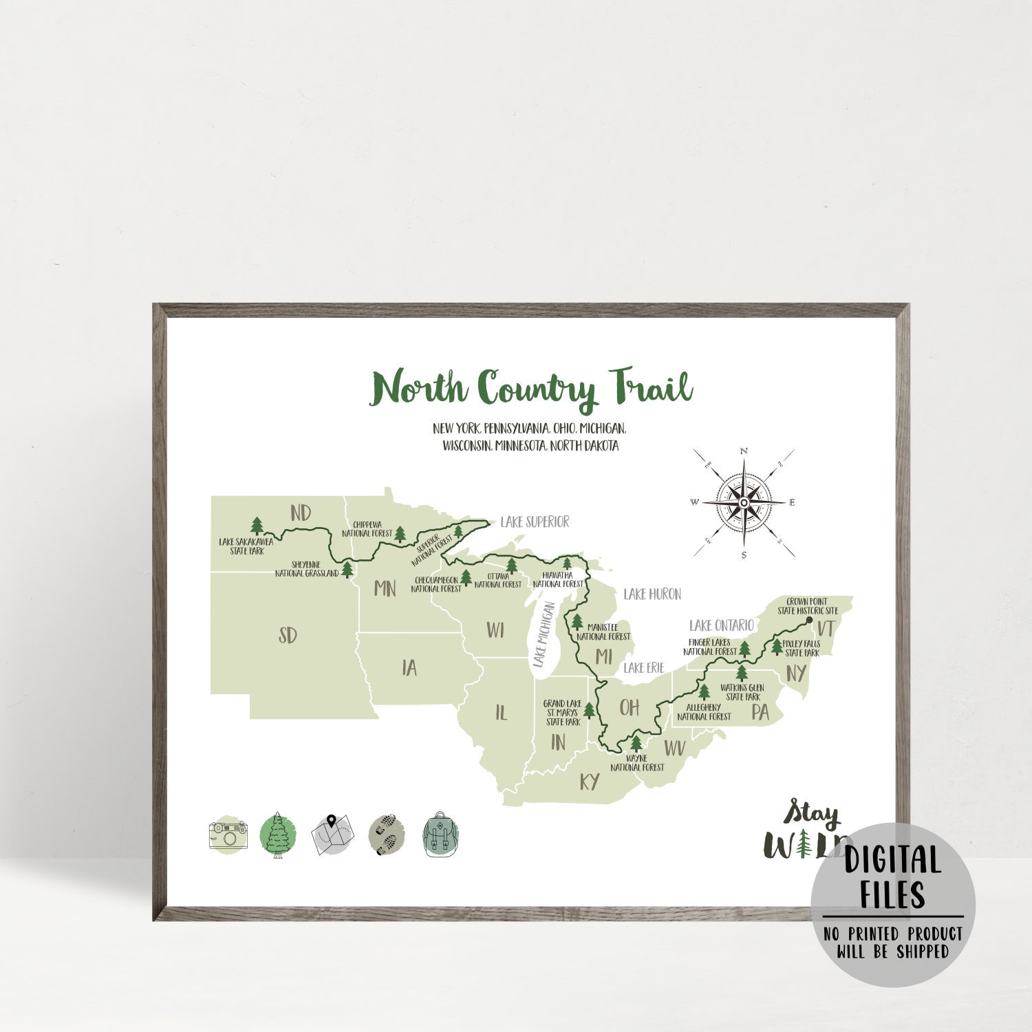 North Country Trail Map-north Country Trail Hiking Map - Etsy