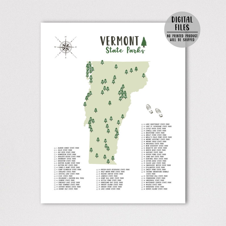 Vermont State Parks Map Print-vermont State Parks - Etsy