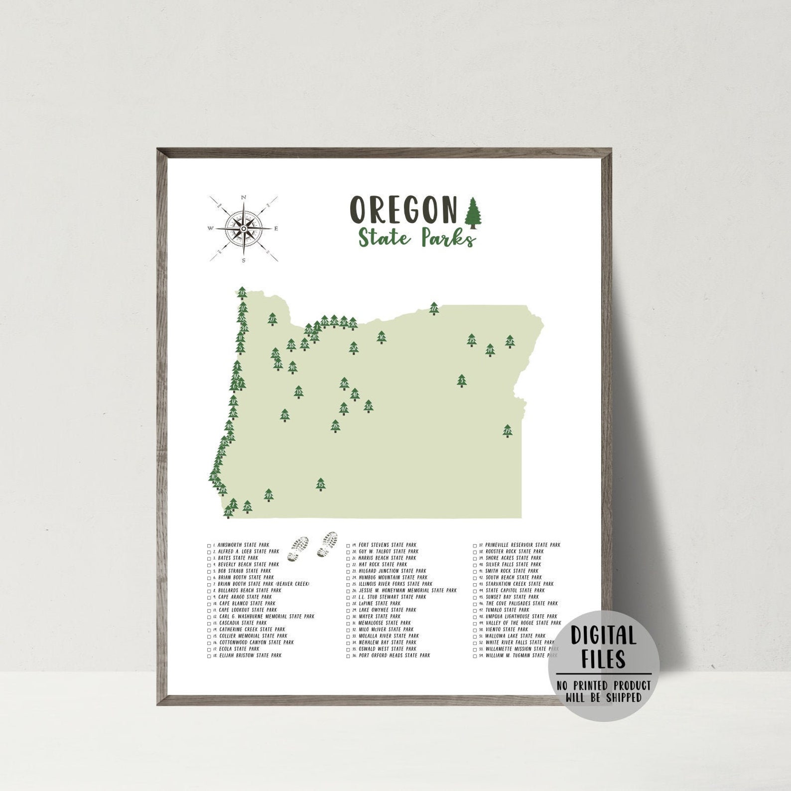 Oregon State Parks Map-oregon State Parks Checklist-state - Etsy