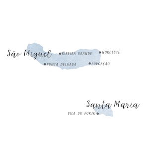 Azores Map-azores Islands Map Poster-minimalist Map Print-watercolor ...
