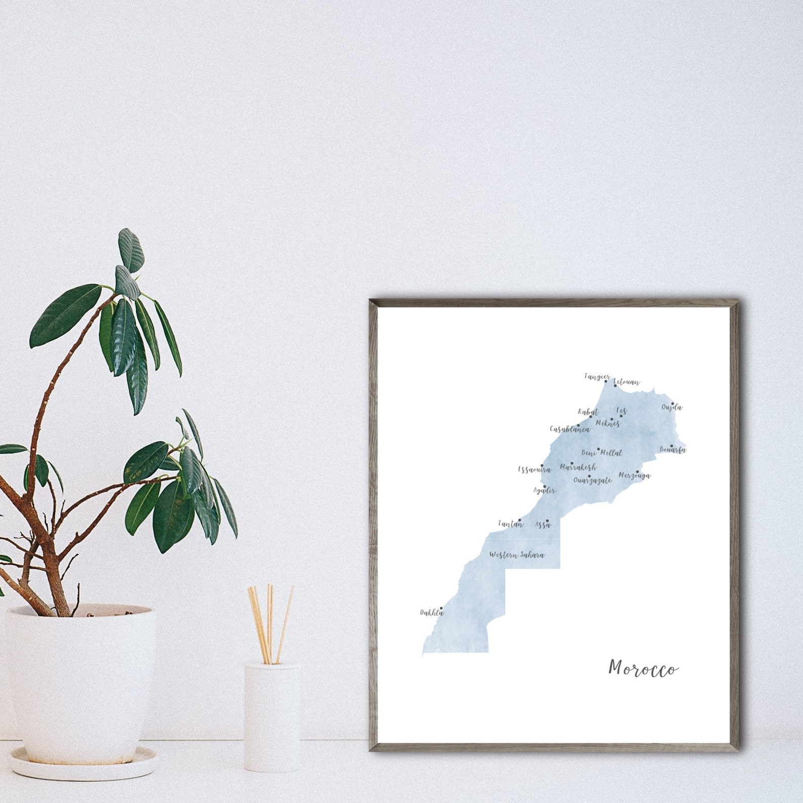Morocco Map-morocco Poster-minimalist Map Print-watercolor Map Poster ...