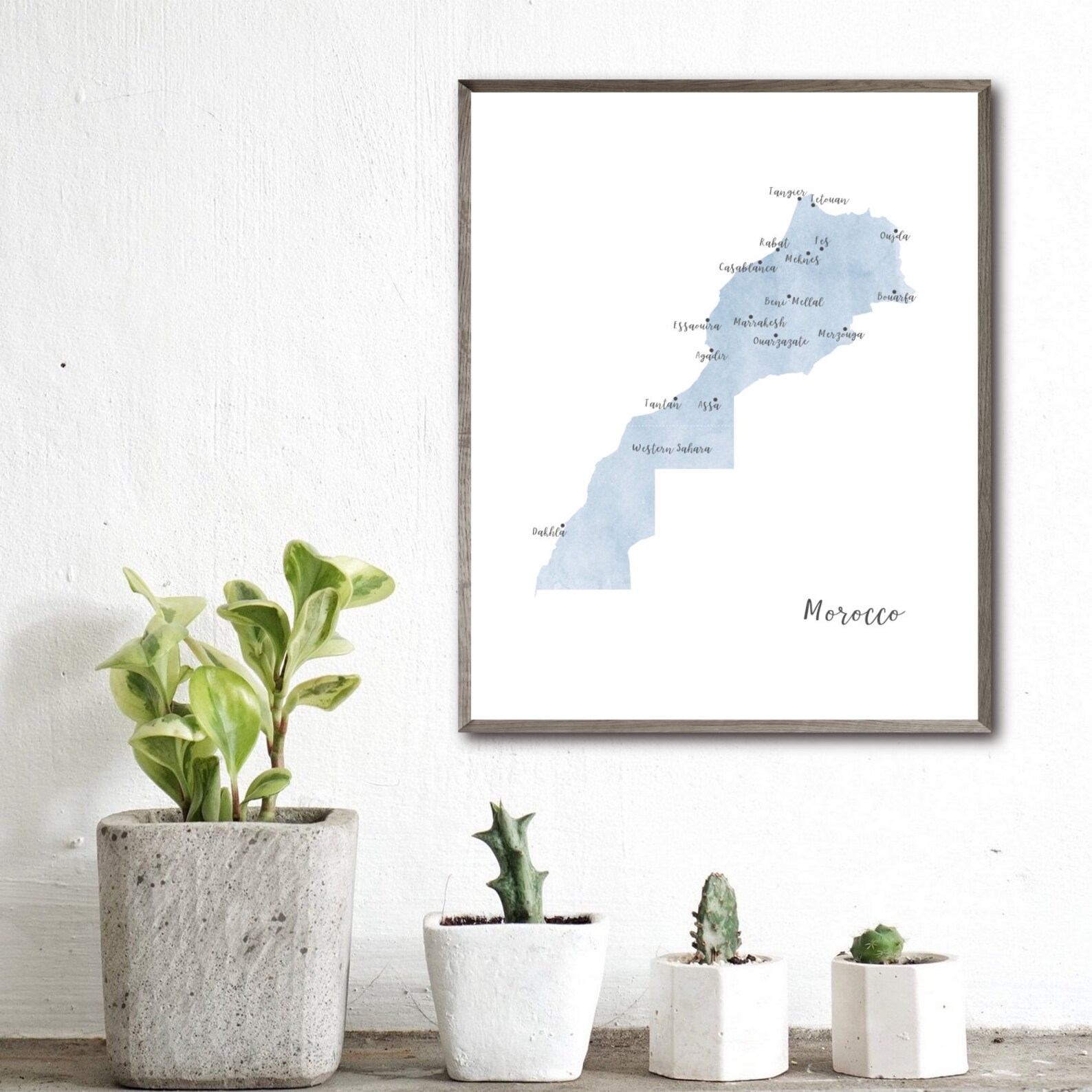 Morocco Map-morocco Poster-minimalist Map Print-watercolor Map Poster ...