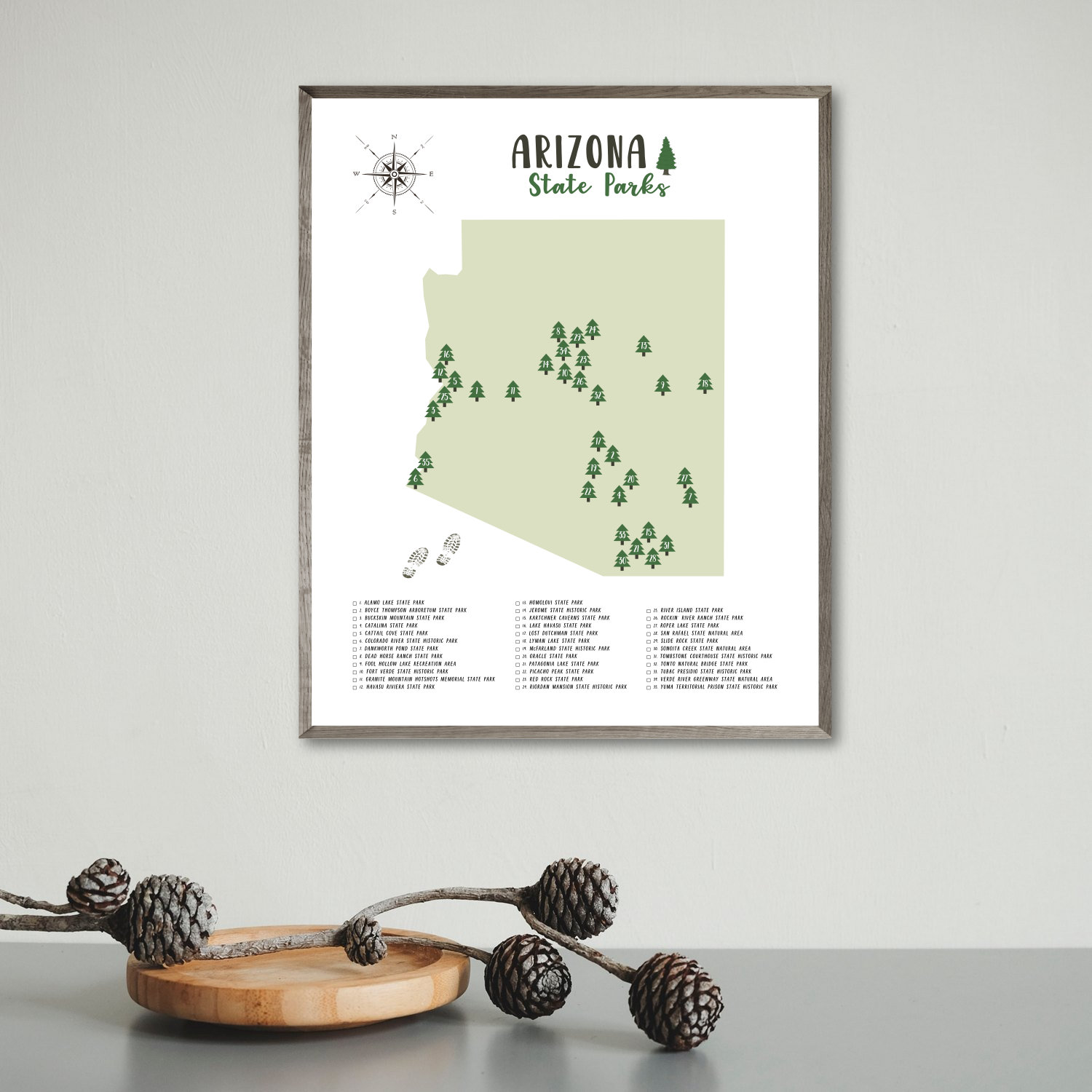 Arizona State Parks Map Print-arizona State Parks - Etsy