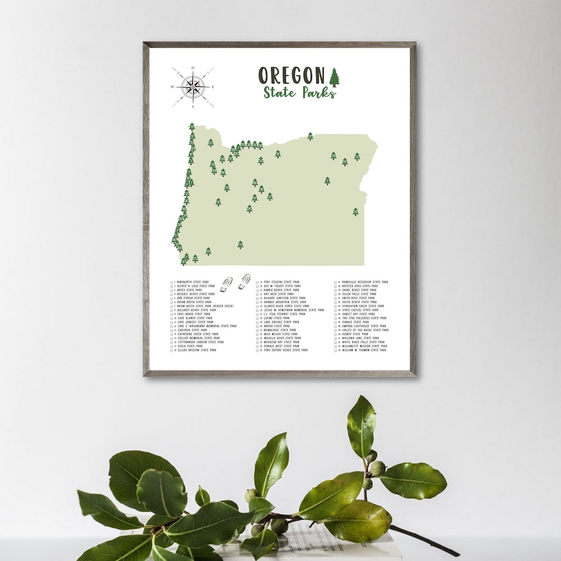 Oregon State Parks Map-oregon State Parks Checklist-state - Etsy