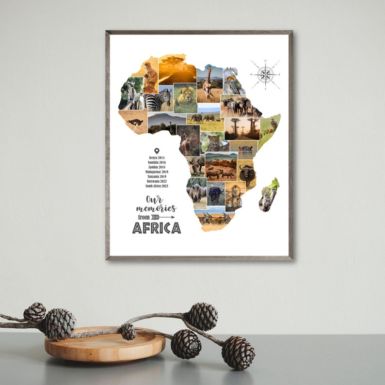 Africa Photo Collage-africa Safari Collage-personalized Travel Map ...