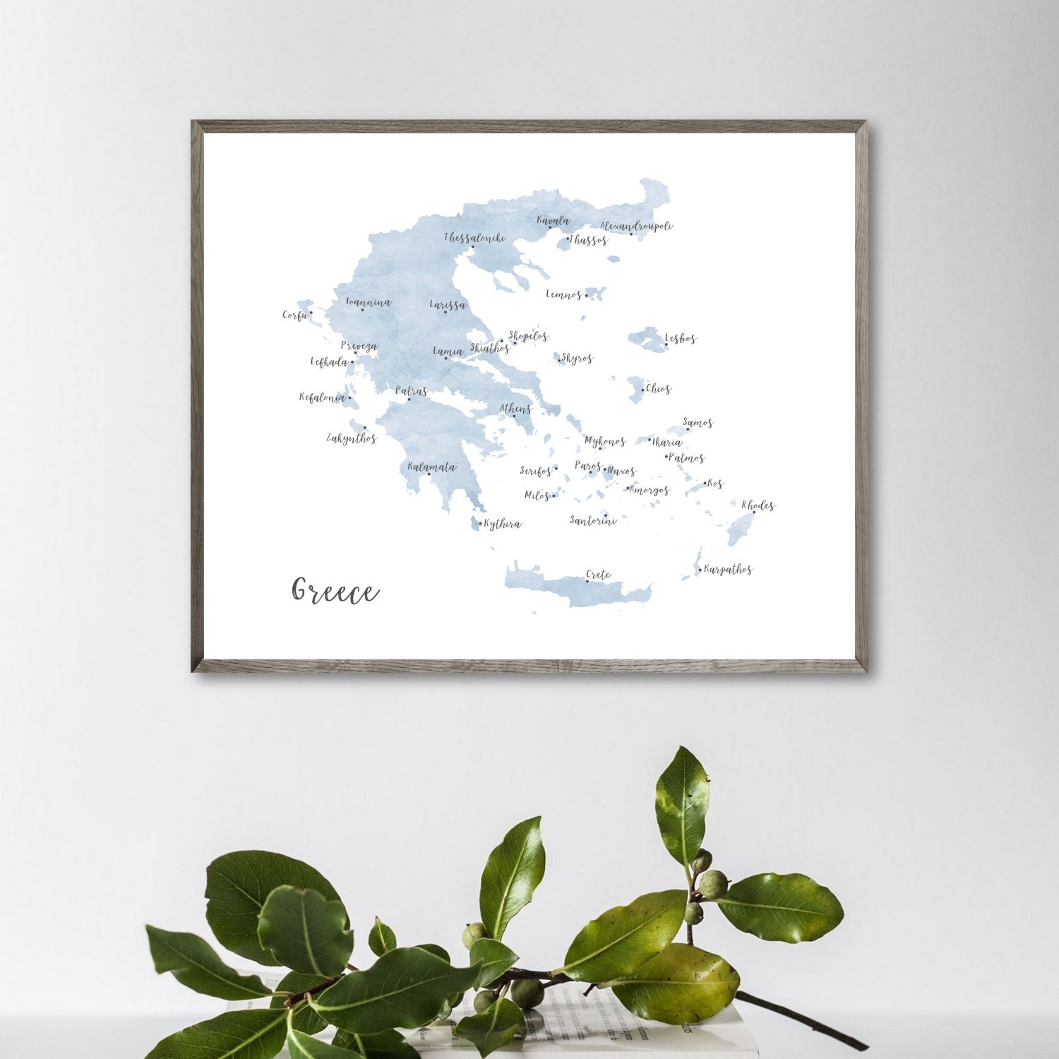 Greece Map-Greek Island Map Print-Greece Poster-Minimalist | Etsy
