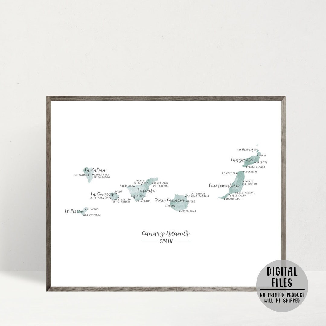 Canary Islands Map-canary Islands Poster-minimalist Map Print ...