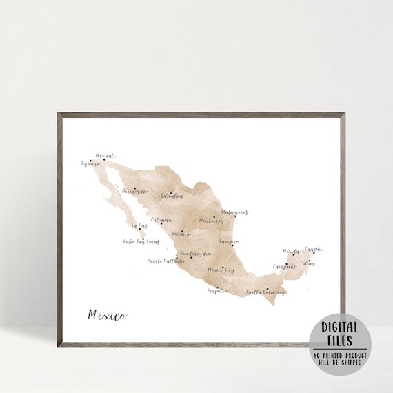 Mexico Map-mexico Poster-minimalist Map Print-watercolor Map - Etsy
