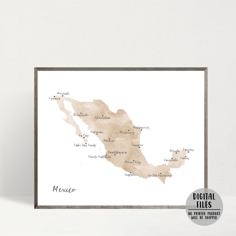 Mexico Map-mexico Poster-minimalist Map Print-watercolor Map - Etsy