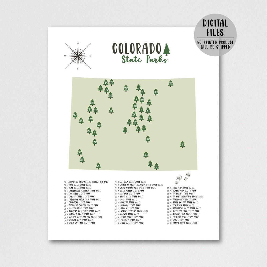 Colorado State Parks Map-colorado State Parks Checklist-state - Etsy