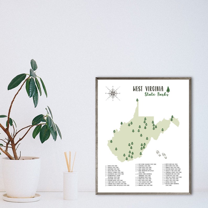 West Virginia State Parks Map Print-west Virginia State Parks - Etsy