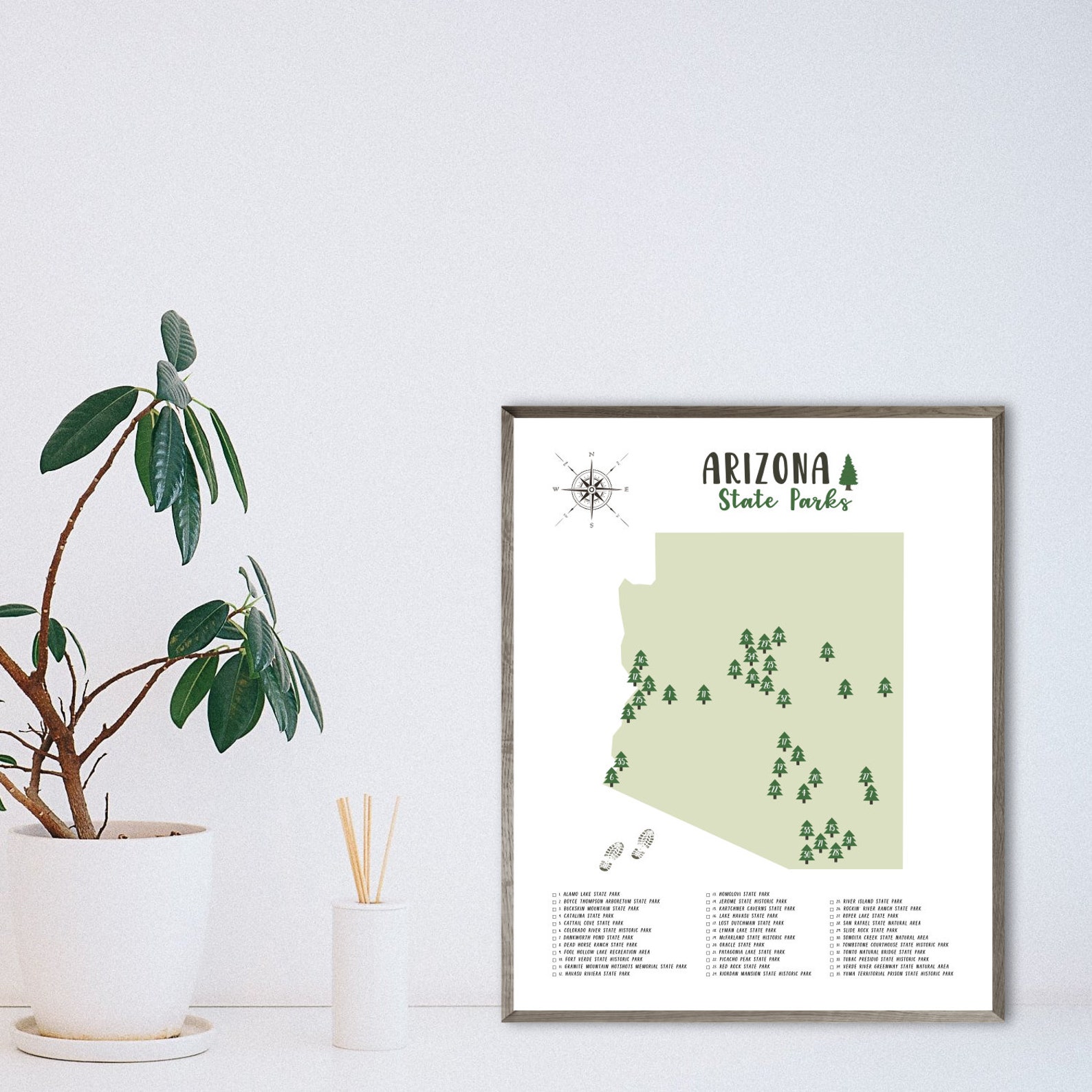 Arizona State Parks Map Print-arizona State Parks | Etsy
