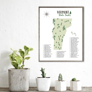 Vermont State Parks Map Print-vermont State Parks Checklist-state Parks ...
