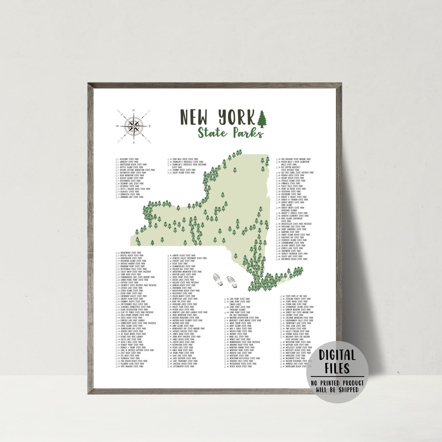 New York State Parks Map-new York State Parks Checklist-state - Etsy