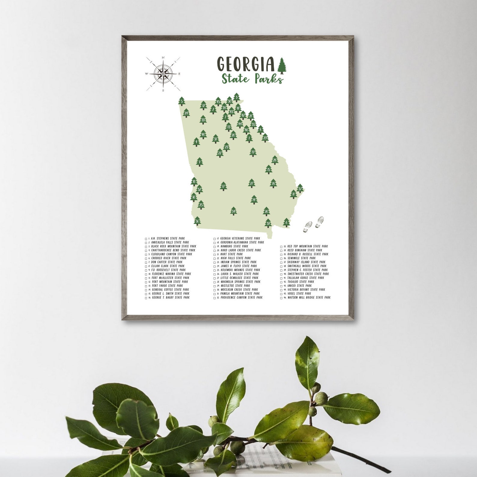 Georgia State Parks Map Print-georgia State Parks Checklist-state Parks ...