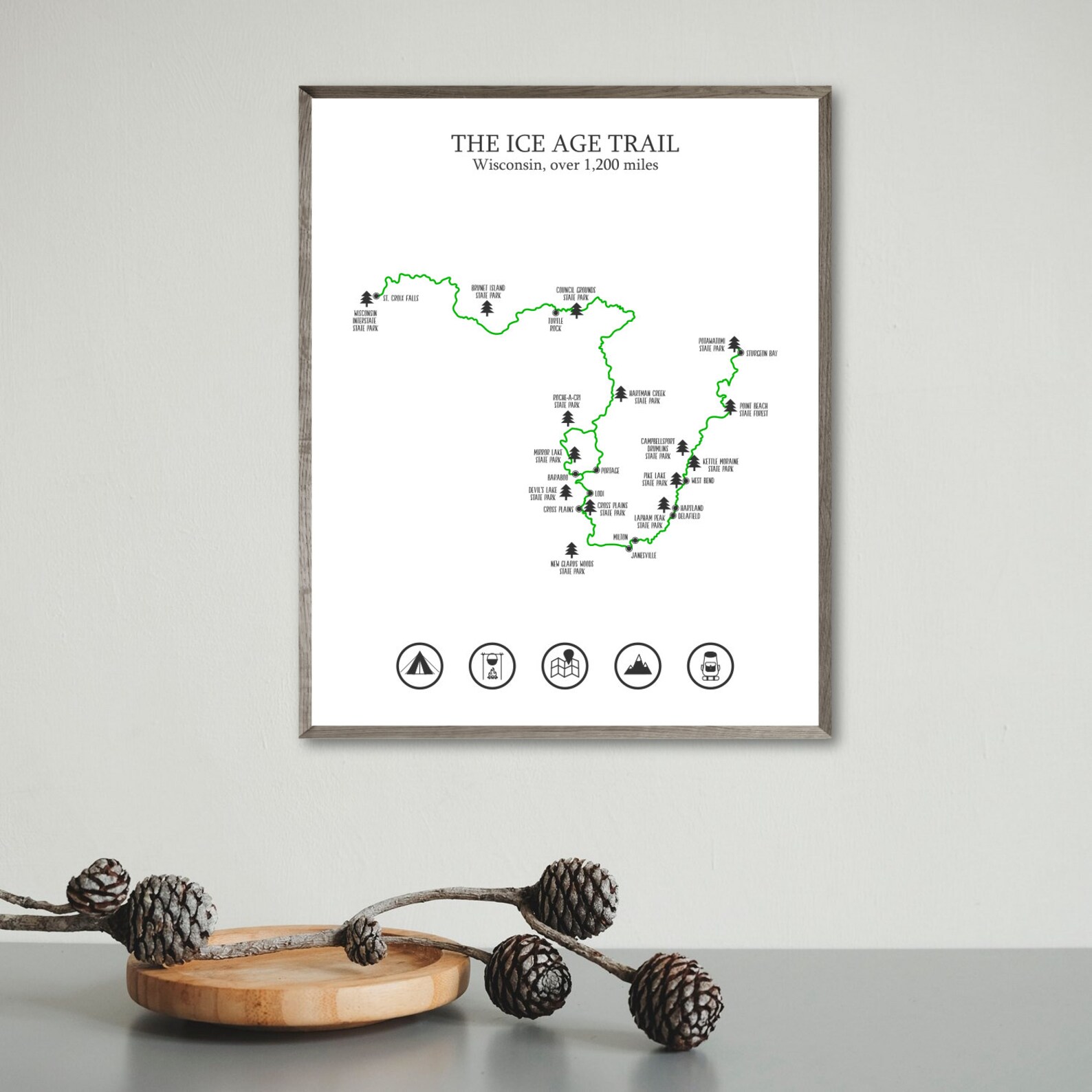 Ice Age Trail Map Print-ice Age Hiking Trail Map-ice Age Trail | Etsy