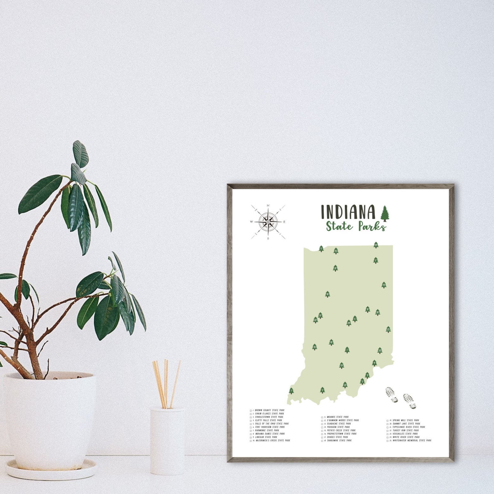 Indiana State Parks Map Print-indiana State Parks - Etsy