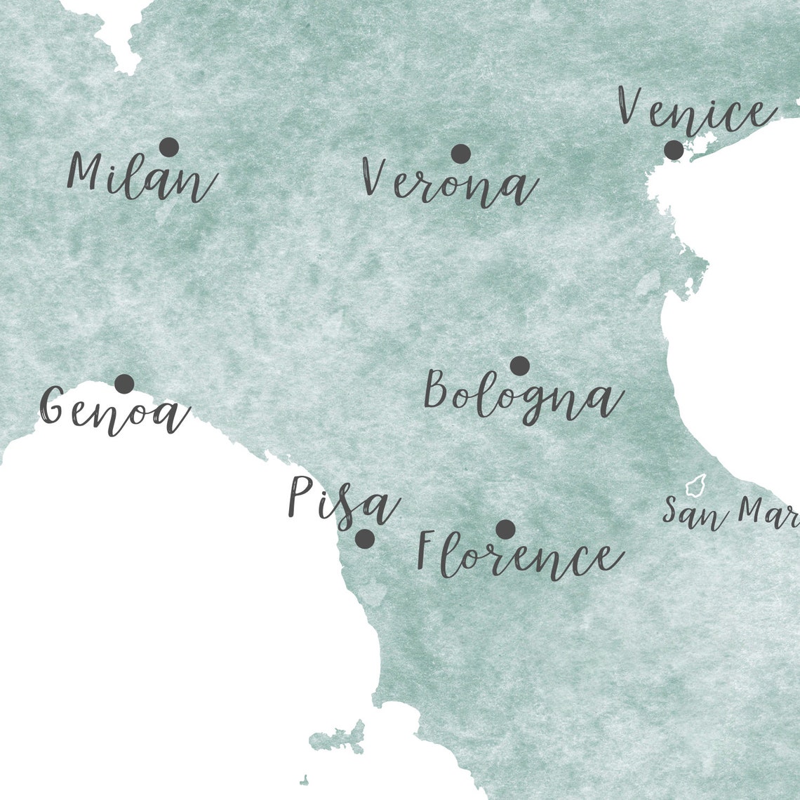 Italy Map-italy Poster-minimalist Map Print-watercolor Map Poster-gift ...