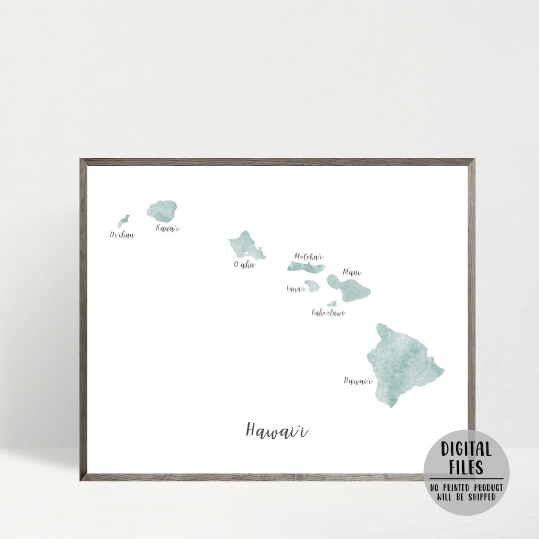 Hawaii Map-hawaiian Island Map Print-hawaii Poster-minimalist Map ...