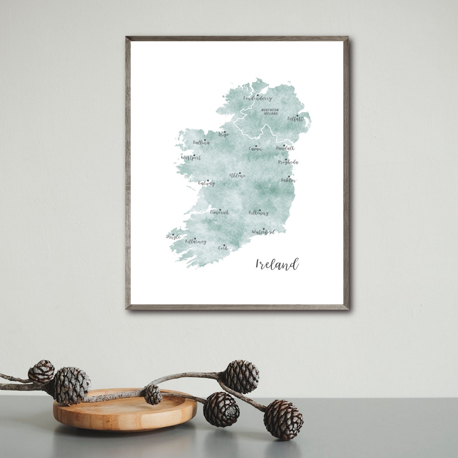 Ireland Map-ireland Poster-minimalist Map Print-watercolor Map - Etsy