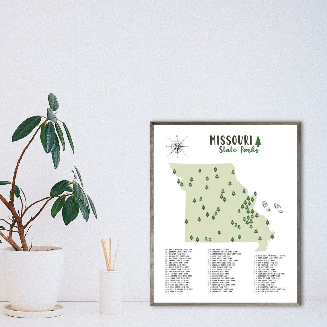 Missouri State Parks Map Print-missouri State Parks Checklist-state ...