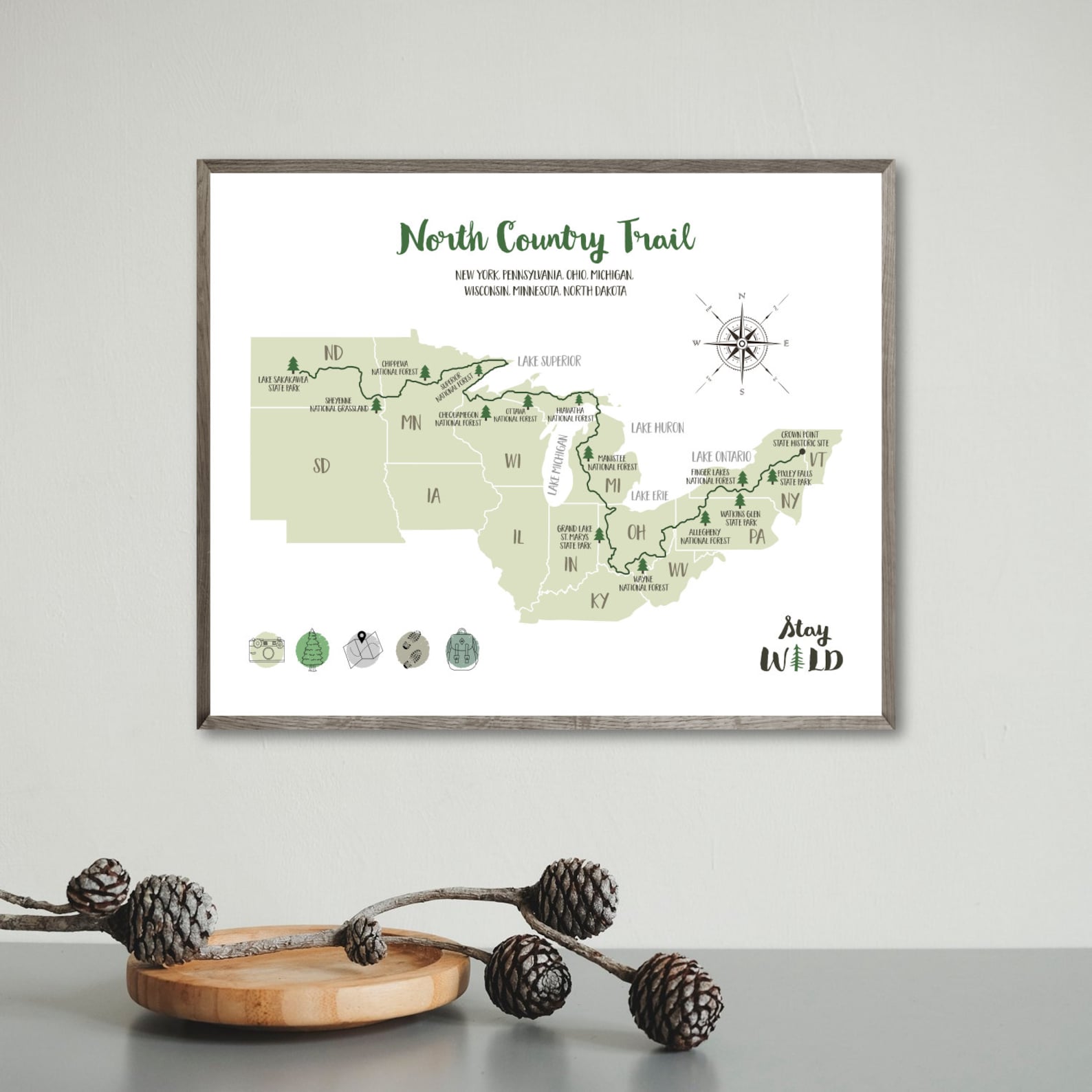 North Country Trail Map-north Country Trail Hiking Map - Etsy