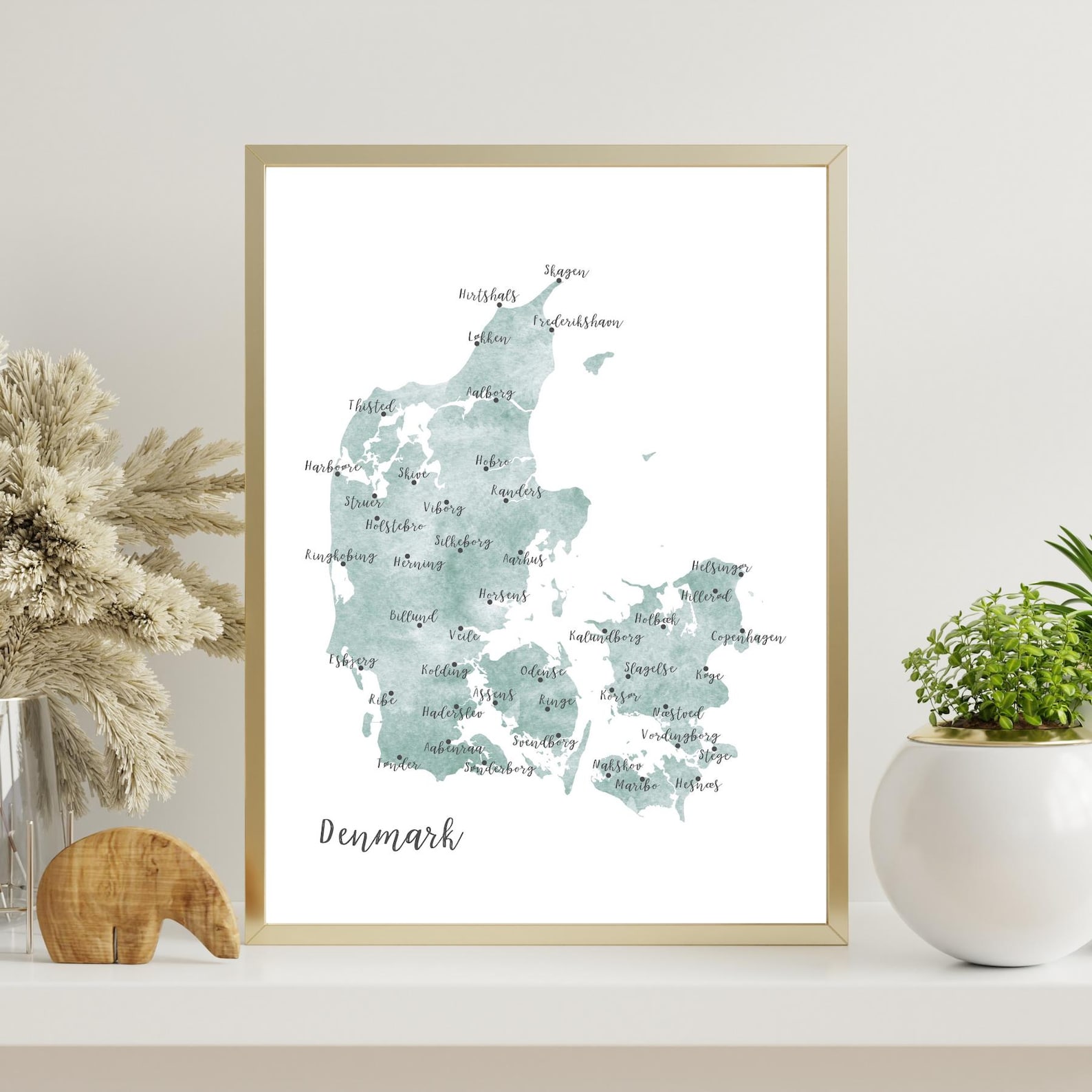 Denmark Map-denmark Map Print-watercolor Map Poster-minimalist Map ...