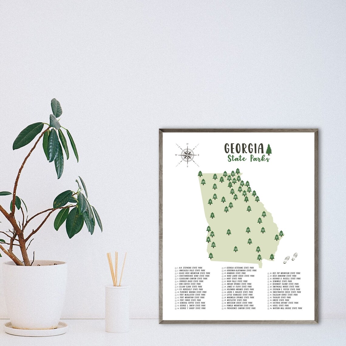 Georgia State Parks Map Print-georgia State Parks Checklist-state Parks ...
