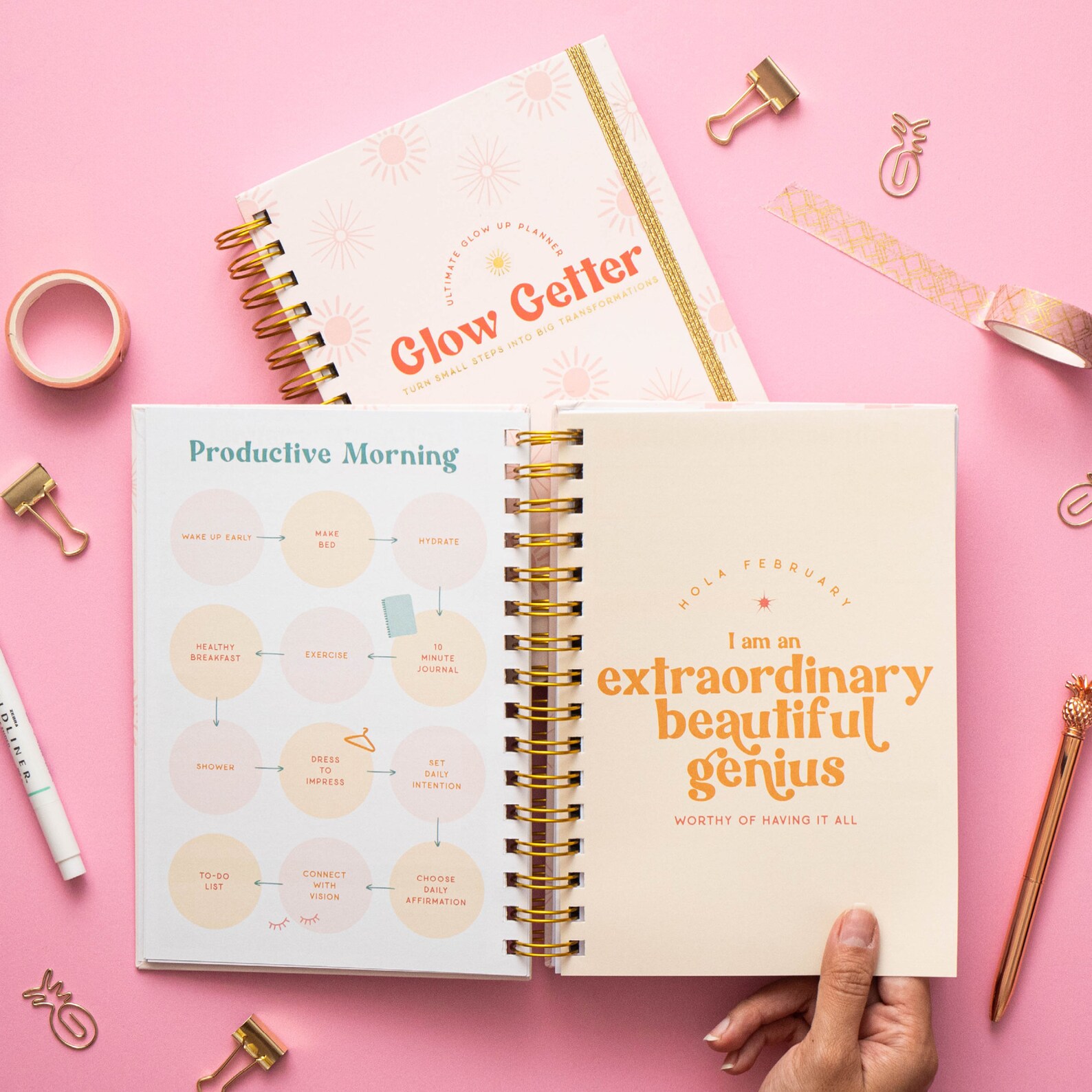 Glow Getter Planner, Hard Cover, Monday Start, Weekly Monthly Yearly ...