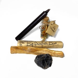 Self Protection Spell Kit With Ritual, Spell Jar, Candle, Smoky Quartz ...